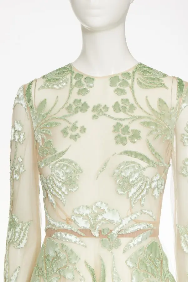 Valentino Garavani Long-sleeved Embroidered Gown