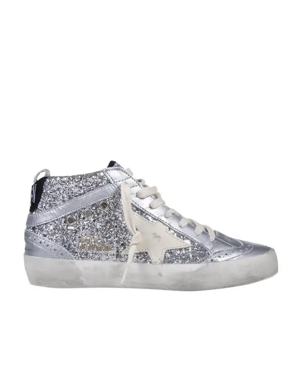 GOLDEN GOOSE Mid-star Glitter Sneakers - Gray