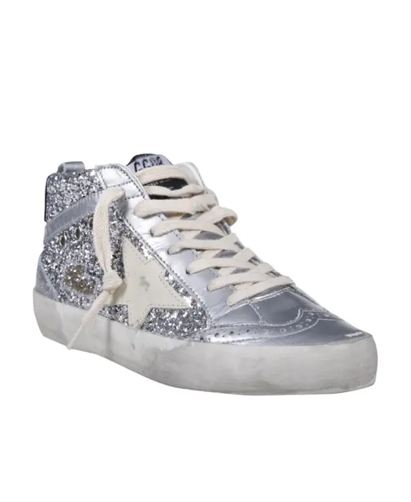 GOLDEN GOOSE Mid-star Glitter Sneakers - Gray