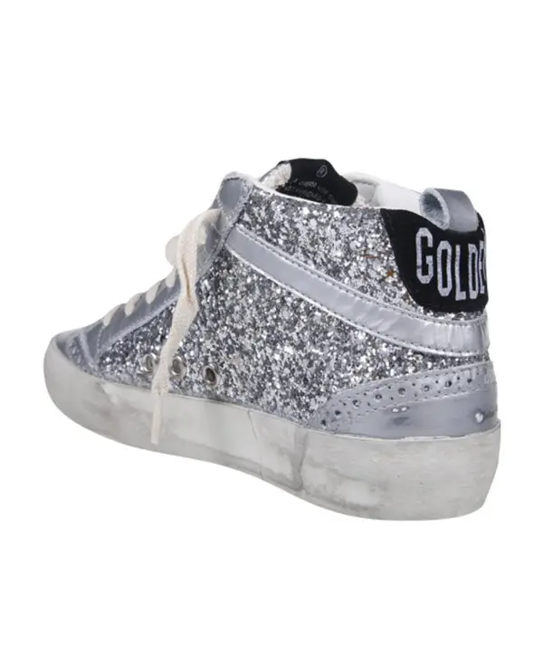 GOLDEN GOOSE Mid-star Glitter Sneakers - Gray