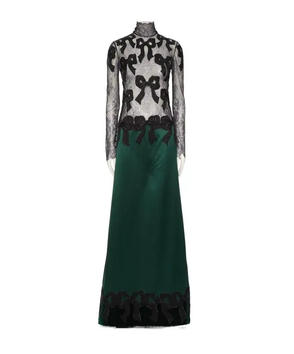 Valentino Garavani Long-sleeved Bow-patterned Dress