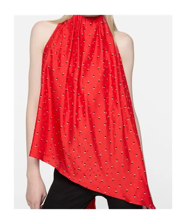 Acne Studios Bow Detail Asymmetric Jacquard Dot Top