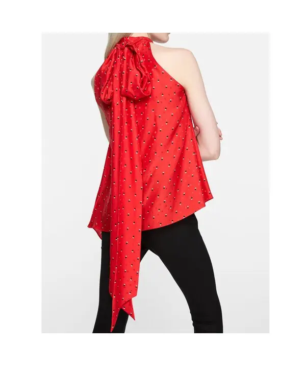 Acne Studios Bow Detail Asymmetric Jacquard Dot Top