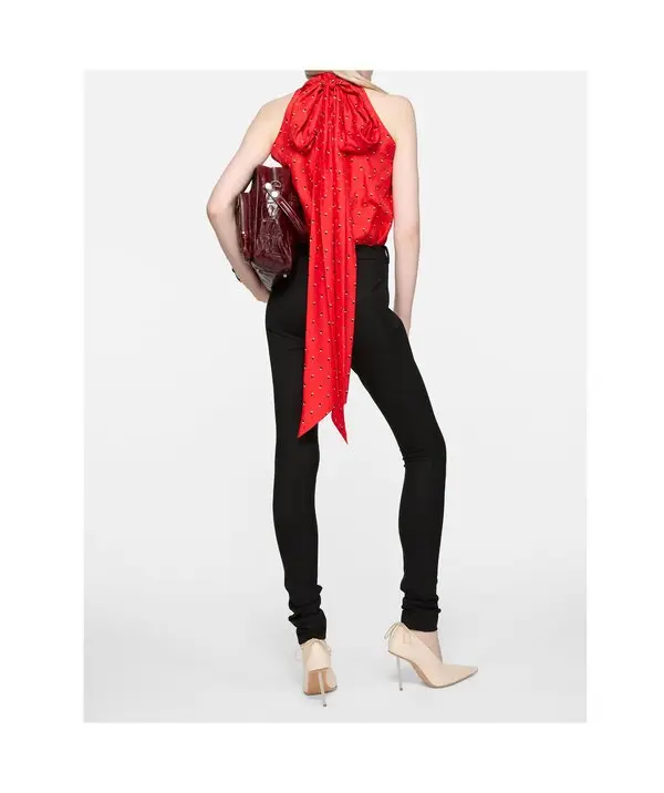 Acne Studios Bow Detail Asymmetric Jacquard Dot Top