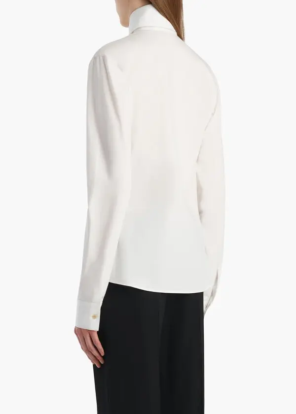 Khaite Ivy" Organic Cotton Poplin Sculptural Collar Button-up Shirt - Chalk