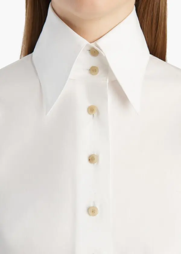 Khaite Ivy" Organic Cotton Poplin Sculptural Collar Button-up Shirt - Chalk
