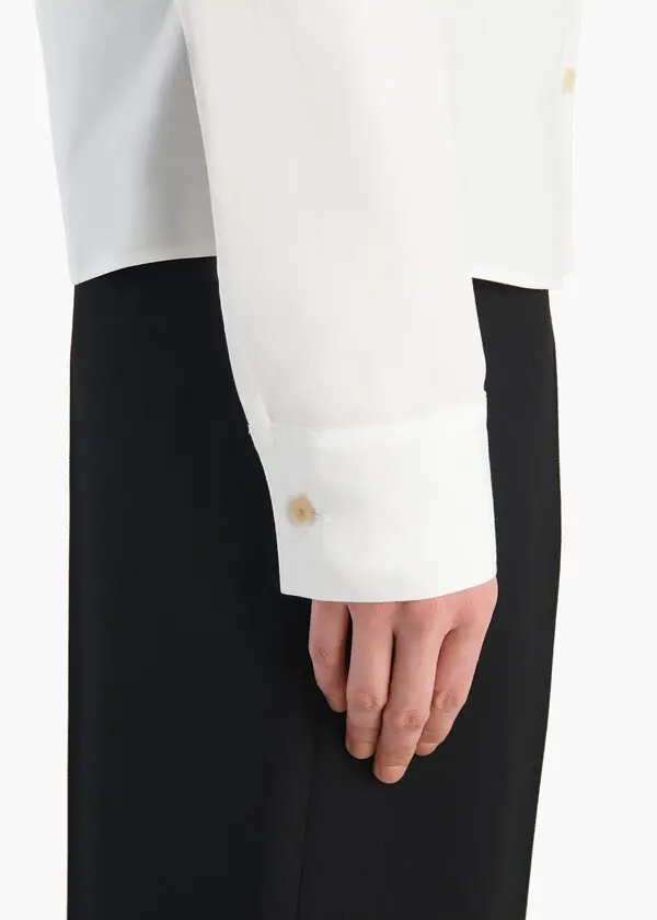 Khaite Ivy" Organic Cotton Poplin Sculptural Collar Button-up Shirt - Chalk