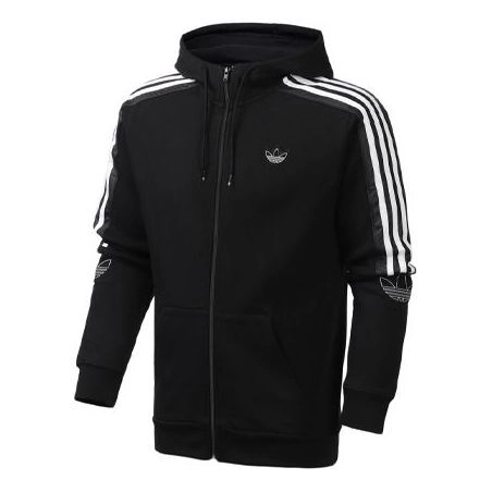 Adidas Originals Logo Print Hooded Jacket - Black