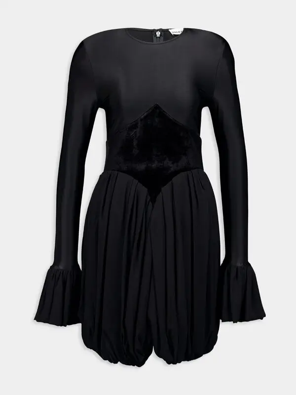 Rabanne Panelled Flared Mini Dress - Black