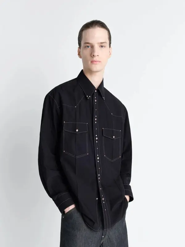LEMAIRE Crepe Cotton Studded Shirt