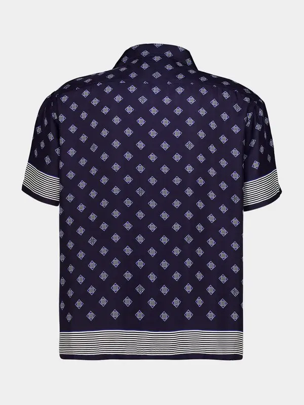BODE Navy Foyer Diamond Short Sleeve Shirt - Blue