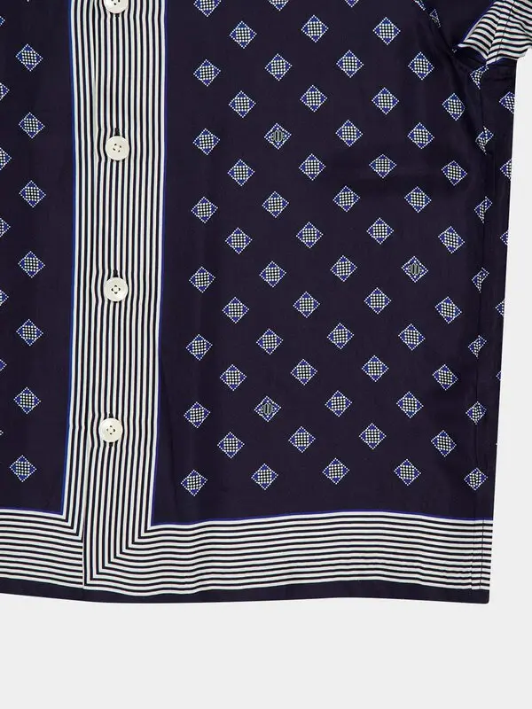 BODE Navy Foyer Diamond Short Sleeve Shirt - Blue