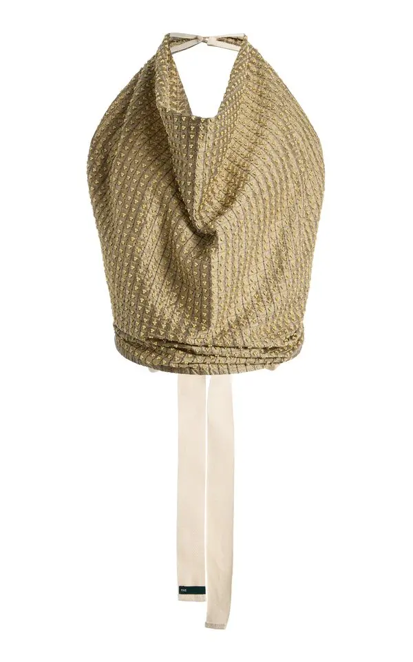 TAE PARK Embellished Silk Napkin Top - Grey
