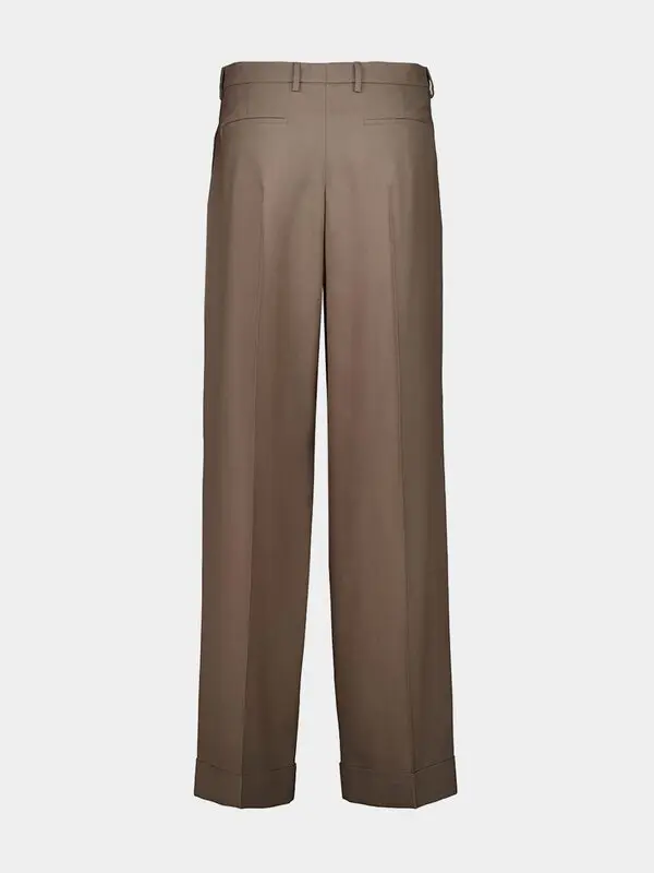 Valentino Garavani Cuffed Natté Wool Trousers