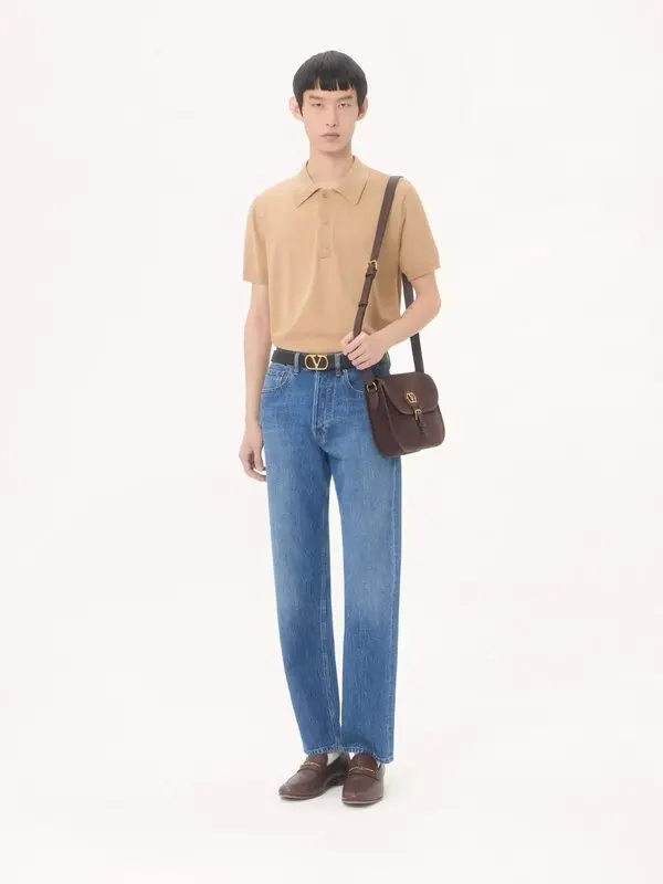 Valentino Garavani Wool Polo With Vlogo Embroidery - Beige