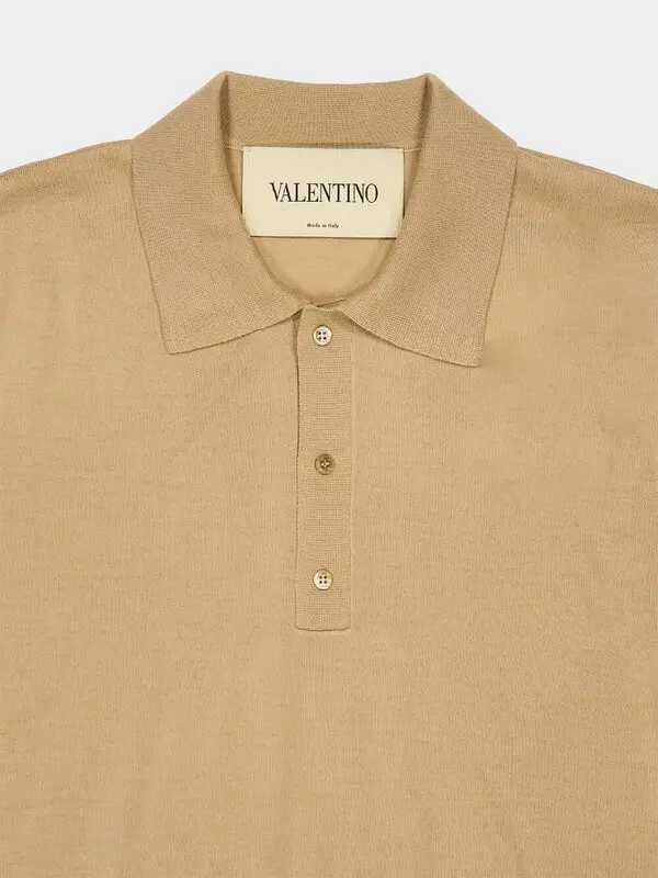 Valentino Garavani Wool Polo With Vlogo Embroidery - Beige