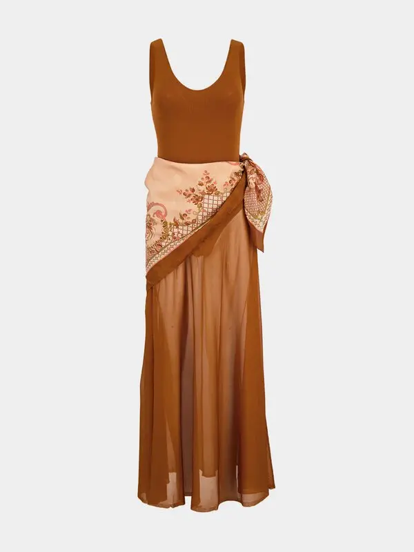 Zimmermann Tan Print Aster Scarf Maxi Dress - Brown