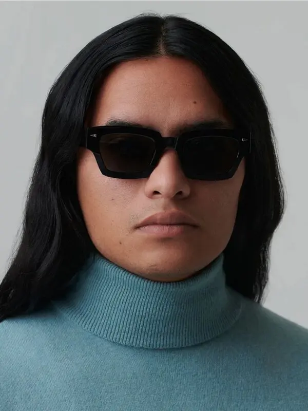 AHLEM Magenta Rectangular Sunglasses With Palladium And Gold Hardware - Black