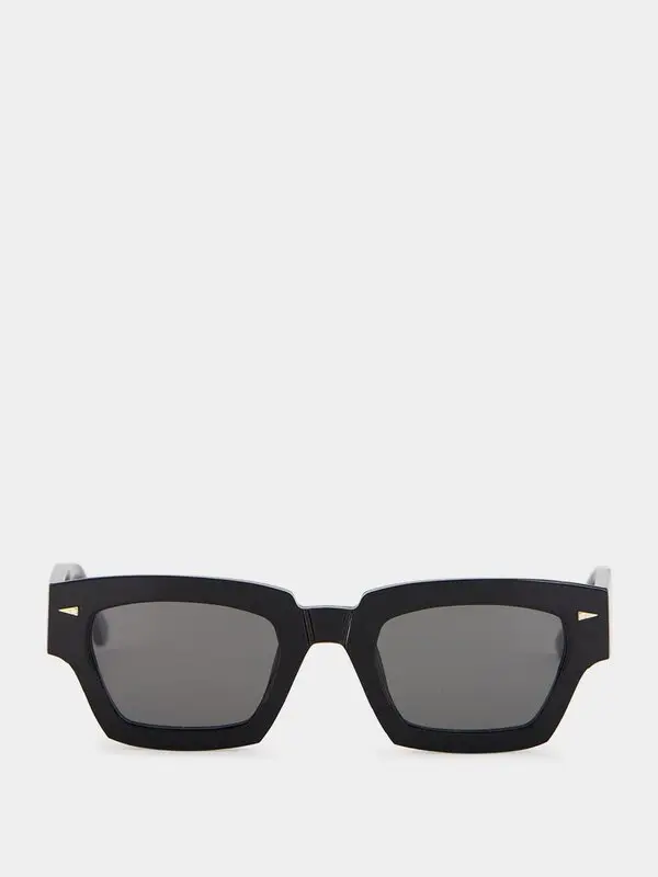 AHLEM Magenta Rectangular Sunglasses With Palladium And Gold Hardware - Black