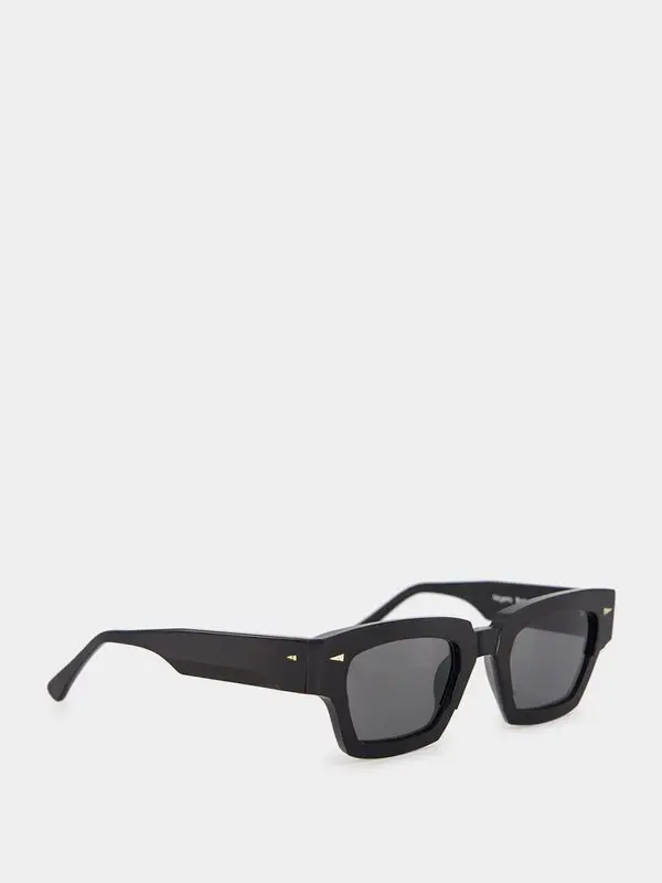 AHLEM Magenta Rectangular Sunglasses With Palladium And Gold Hardware - Black