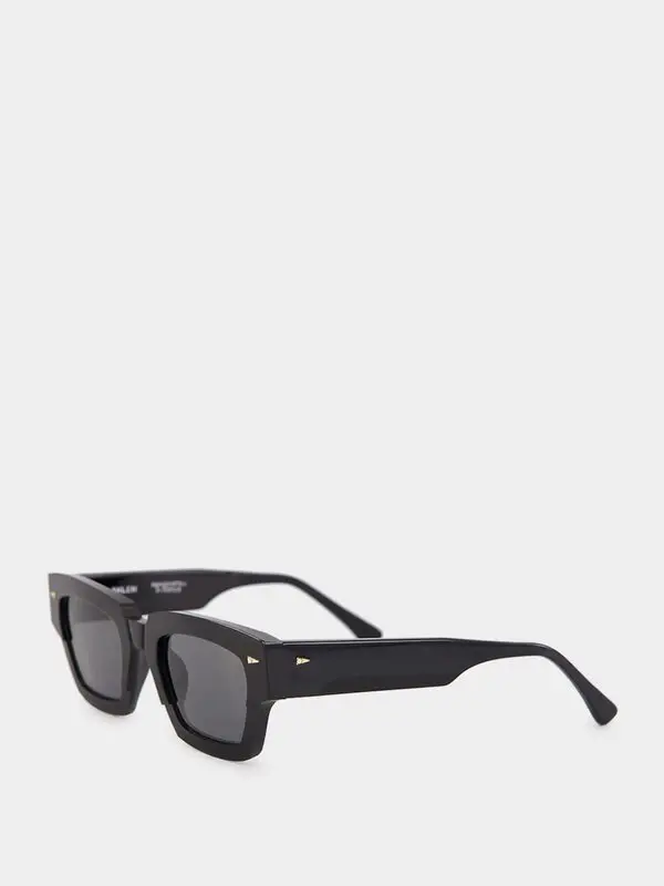AHLEM Magenta Rectangular Sunglasses With Palladium And Gold Hardware - Black