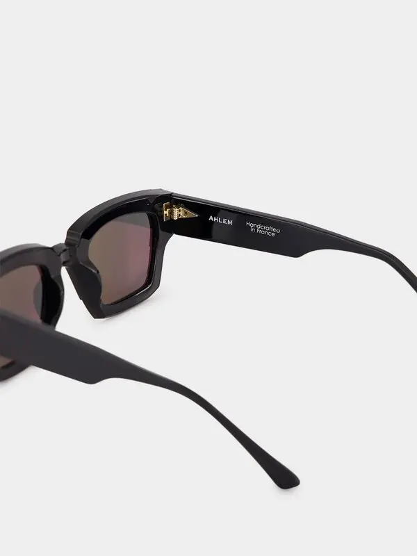 AHLEM Magenta Rectangular Sunglasses With Palladium And Gold Hardware - Black