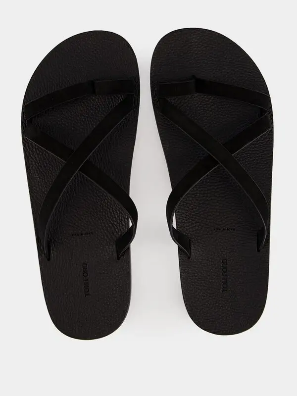 TOM FORD Leather Criss-cross Sandals - Black