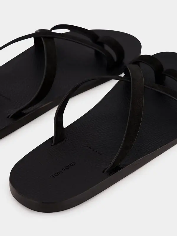TOM FORD Leather Criss-cross Sandals - Black