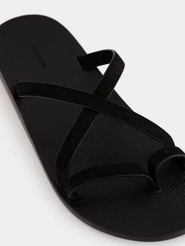 TOM FORD Leather Criss-cross Sandals - Black