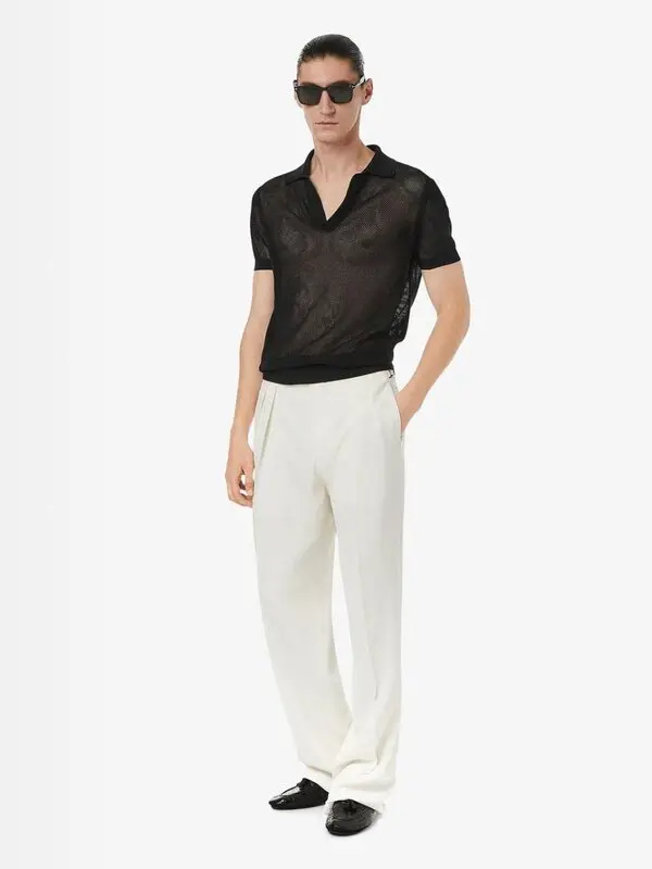 TOM FORD Cotton Silk Mesh Polo - Black
