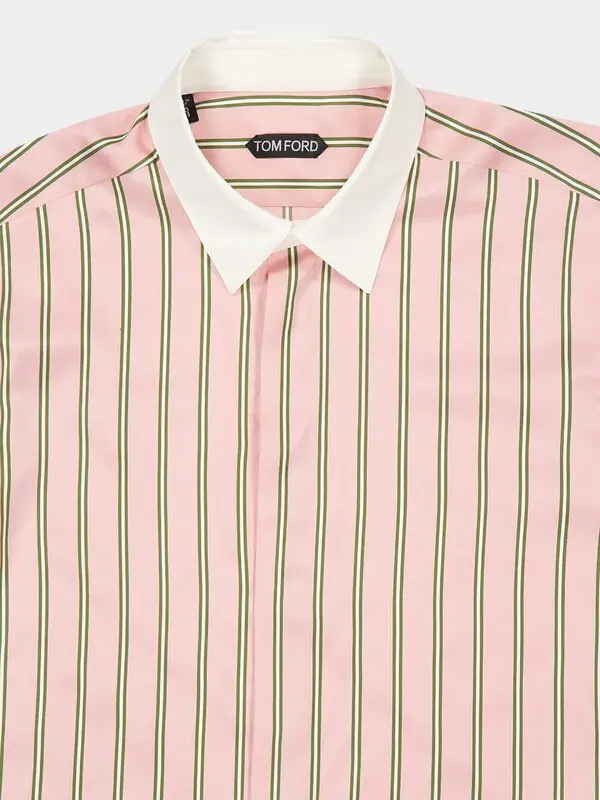 TOM FORD Pipa Oxford Stripe Silk Jacquard Shirt