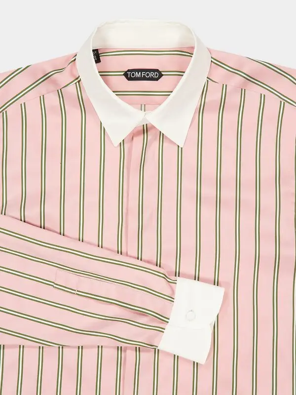 TOM FORD Pipa Oxford Stripe Silk Jacquard Shirt