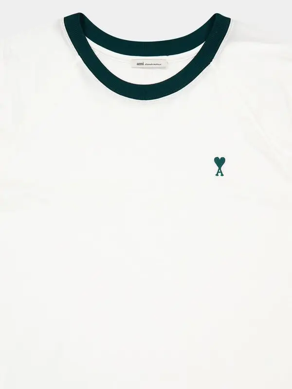 AMI Paris And Green De Coeur Cotton T-shirt - White