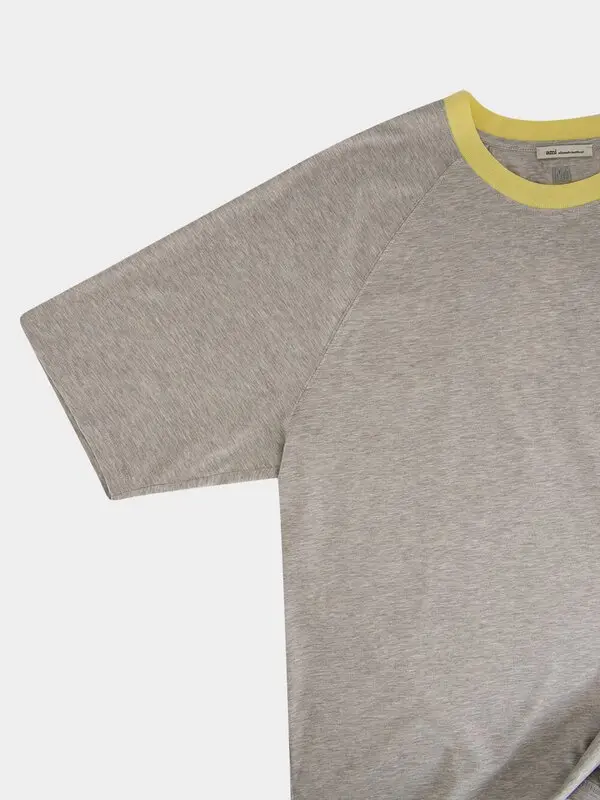 AMI Paris And Yellow De Coeur Cotton T-shirt - Grey