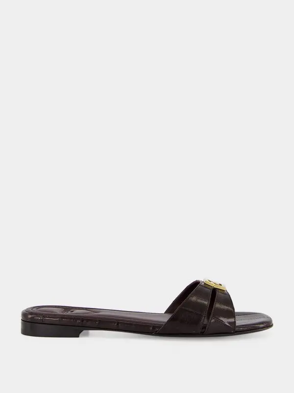 Fendi Ffold Leather Sandals - Brown