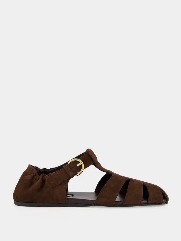 Miu Miu Suede Fisherman Sandals - Brown