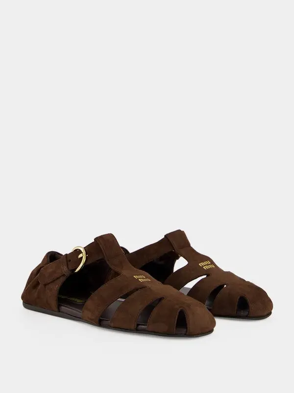 Miu Miu Suede Fisherman Sandals - Brown