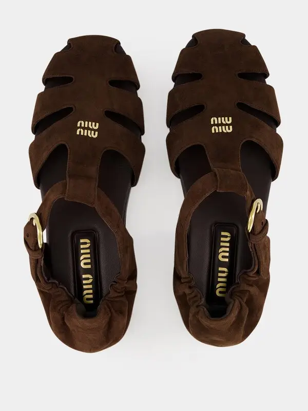 Miu Miu Suede Fisherman Sandals - Brown
