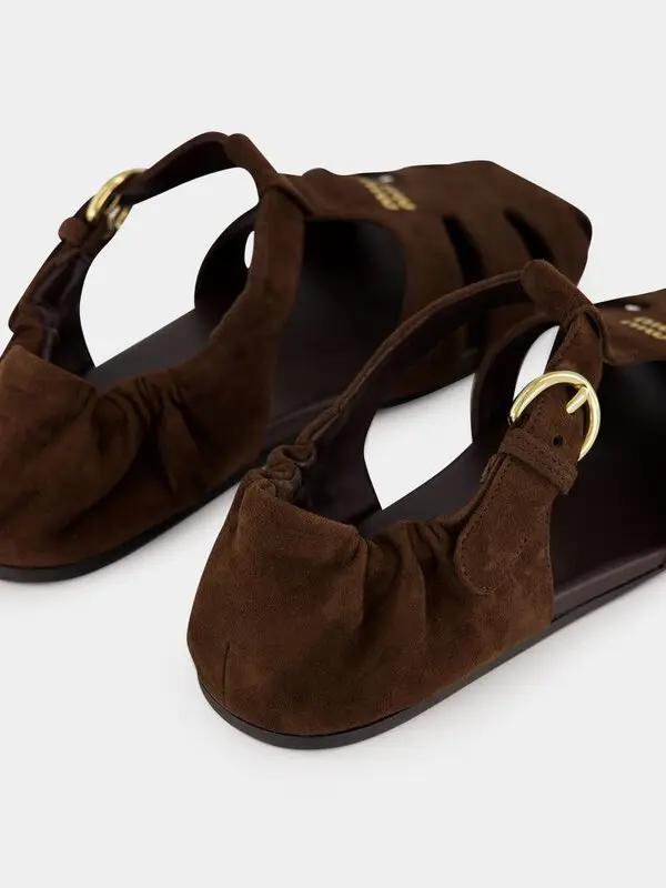 Miu Miu Suede Fisherman Sandals - Brown