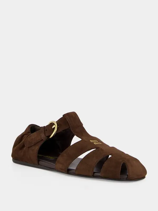 Miu Miu Suede Fisherman Sandals - Brown