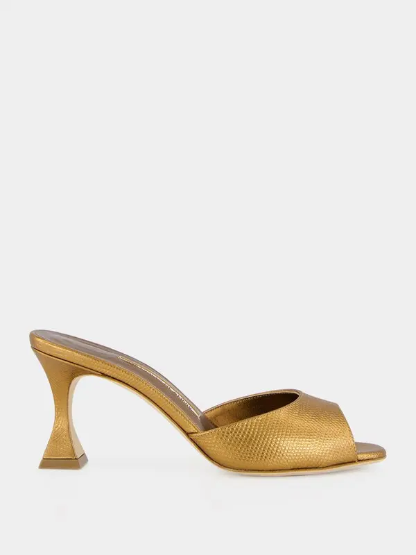 Manolo Blahnik Jadaron 70 Leather Heeled Mules - Gold