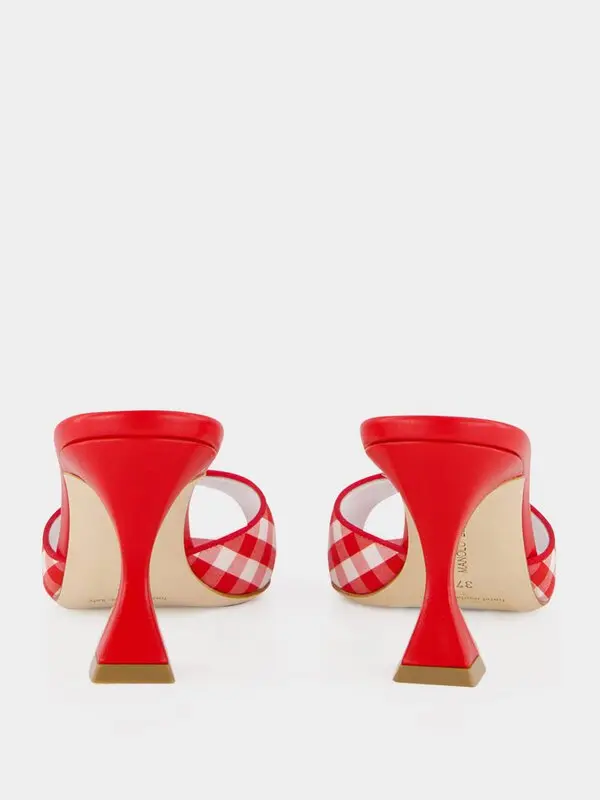 Manolo Blahnik Gingham Jadara 70 Heeled Mules - Red