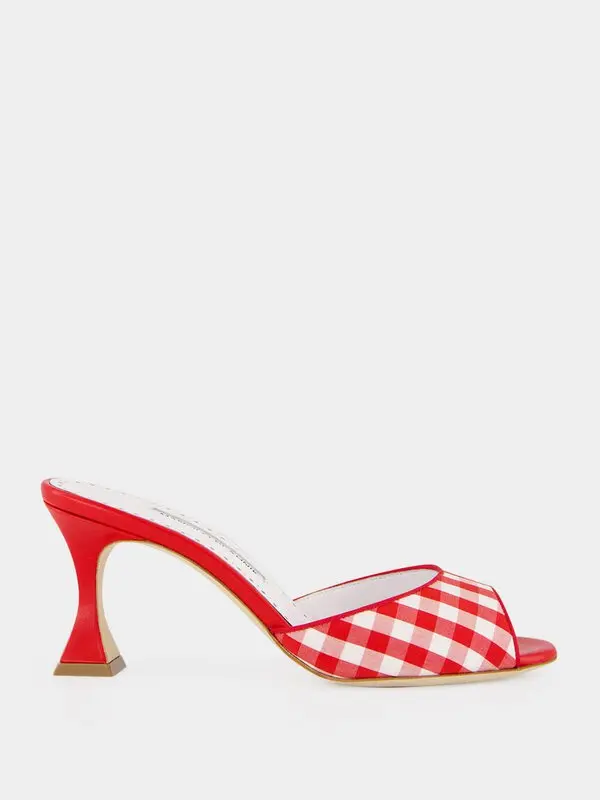 Manolo Blahnik Gingham Jadara 70 Heeled Mules