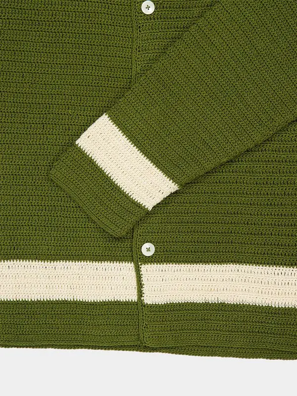 BODE Crochet Long Sleeve Shirt With Beaded Logo - Green