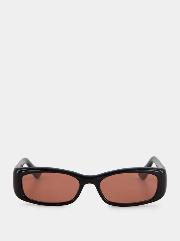PORT TANGER Rectangle Acetate Sunglasses - Black
