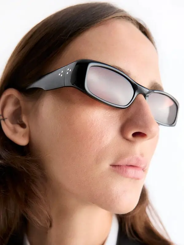 PORT TANGER Rectangle Acetate Sunglasses - Black