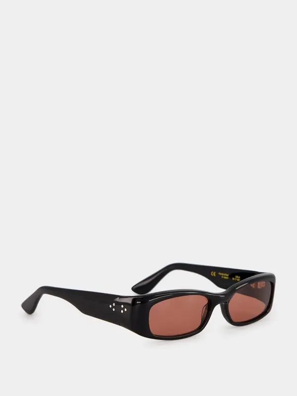 PORT TANGER Rectangle Acetate Sunglasses - Black