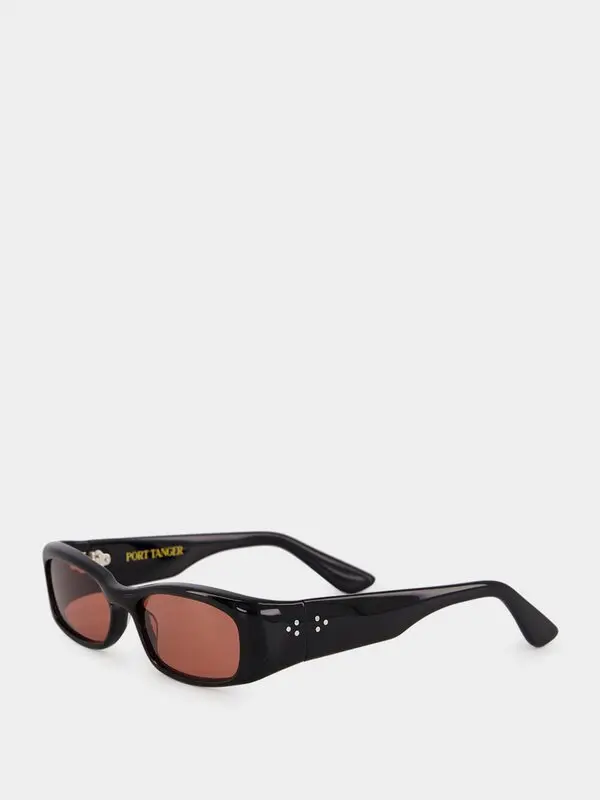 PORT TANGER Rectangle Acetate Sunglasses - Black