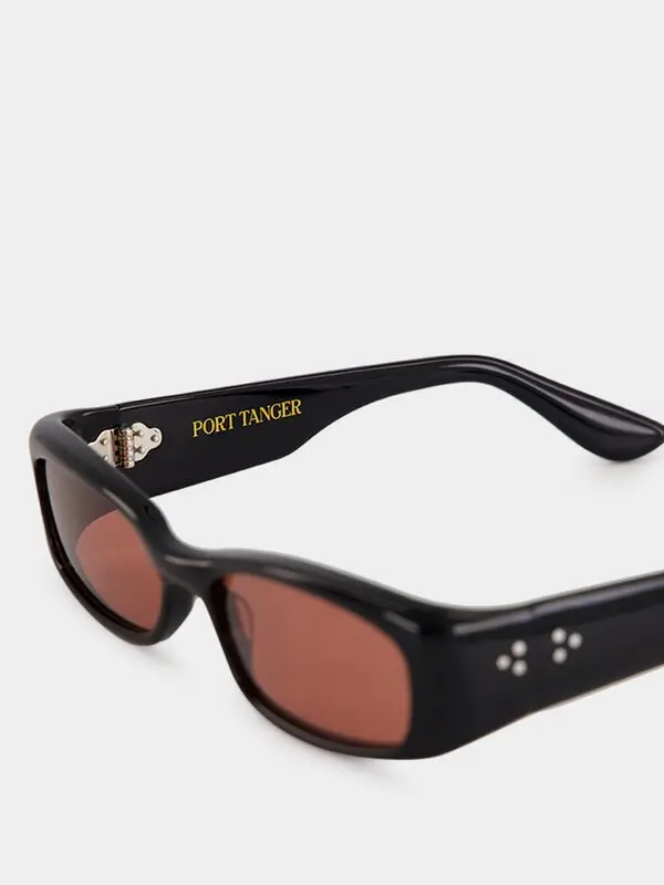 PORT TANGER Rectangle Acetate Sunglasses - Black