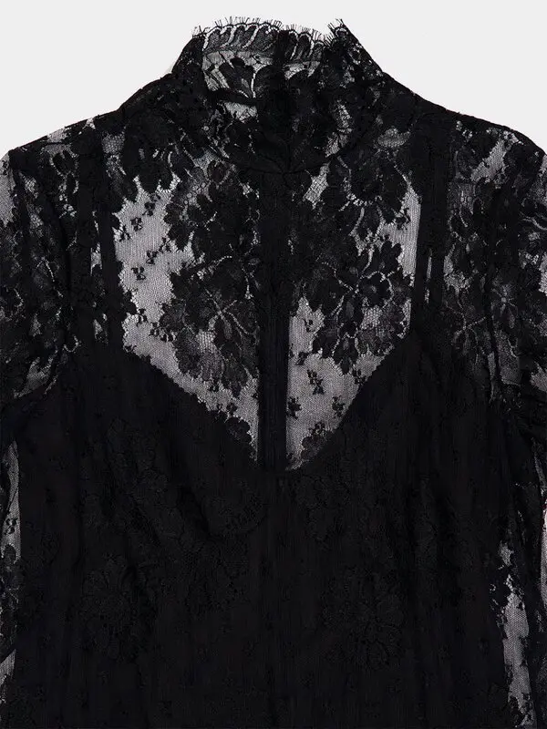 Dolce & Gabbana High Neck Lace Mini Dress
